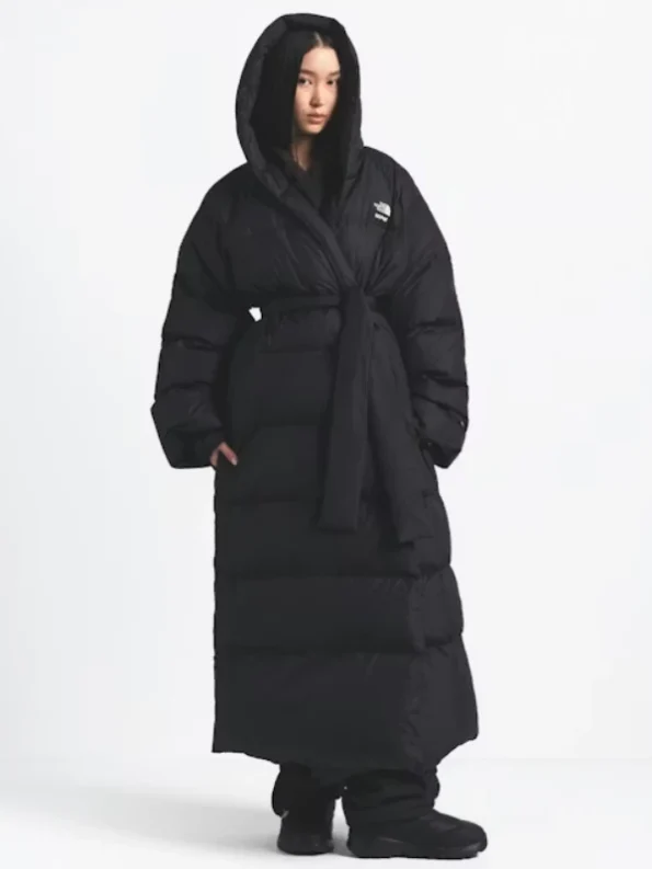 The North Face x Skims Nuptse Wrap Parka Long Puffer Coat - Wear Ostrich